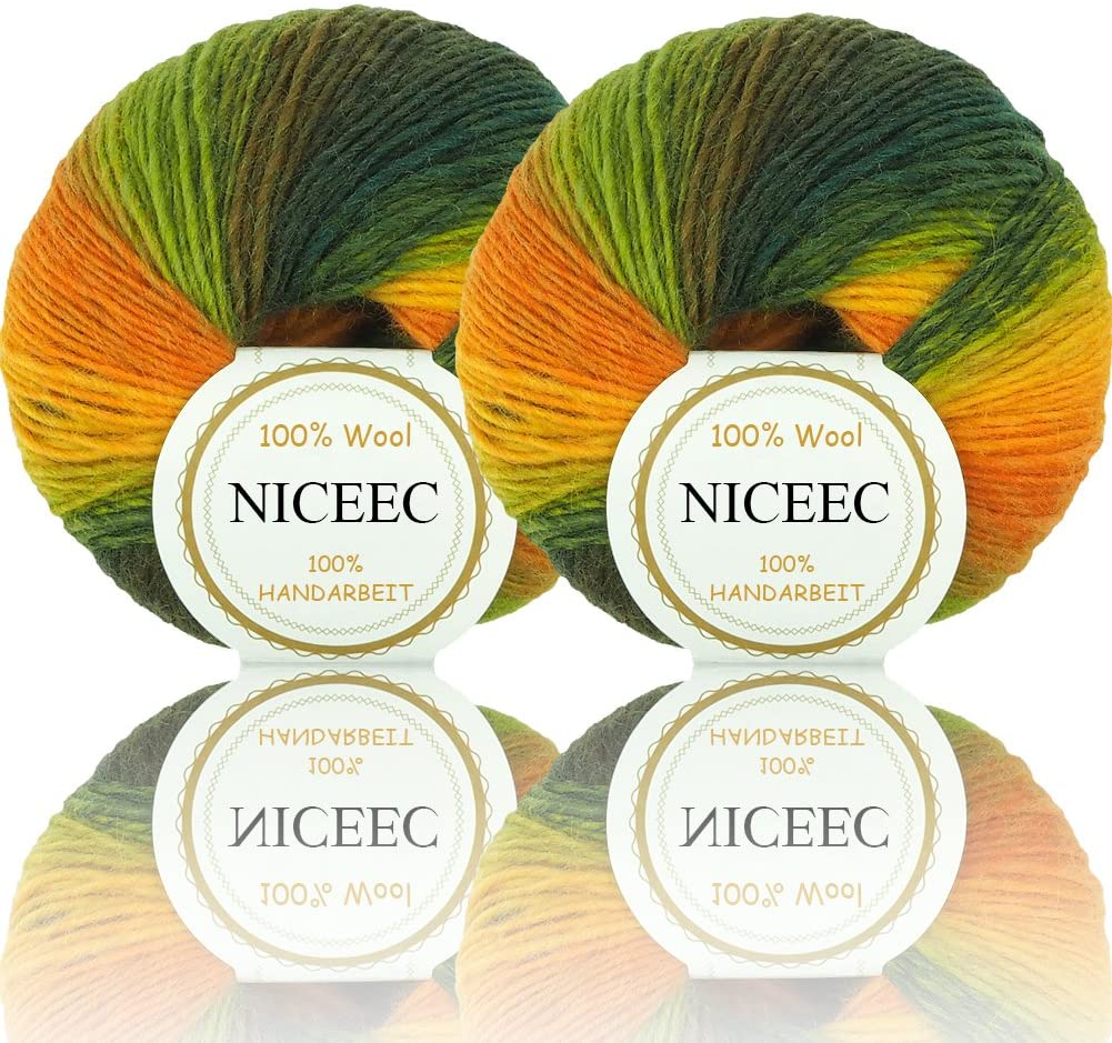 Rainbow Soft Yarn 100% Wool Gradient Multi Color Yarn for Crocheting K ...